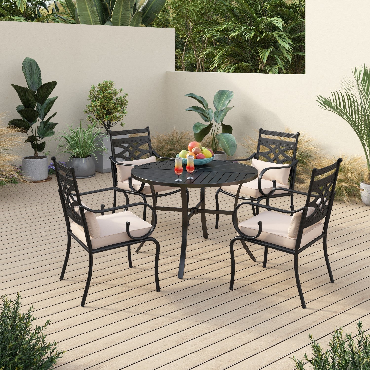 Sophia William 5 Piece Outdoor Patio Dining Set Cushioned Chairs and S sophia william us